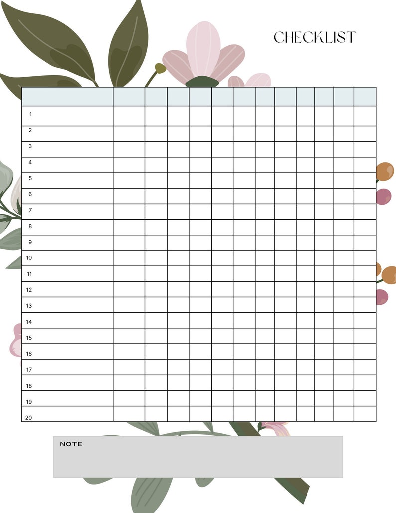 Organize With Ease: Printable Checklist Template - Instant Download - Etsy