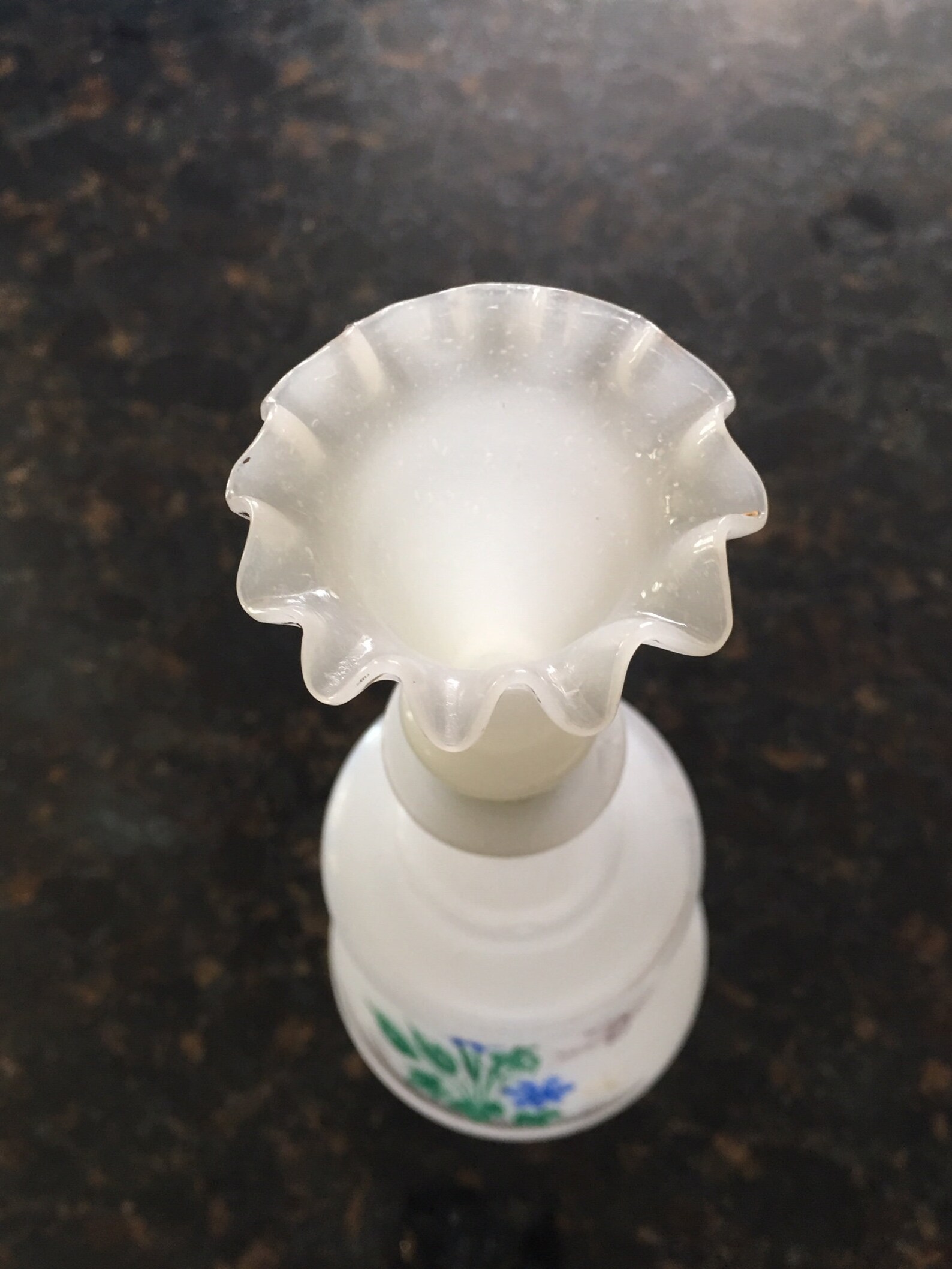 Antique Victorian Bristol Glass Barber Bottle, 10" Tall, Ruffled Collar ...