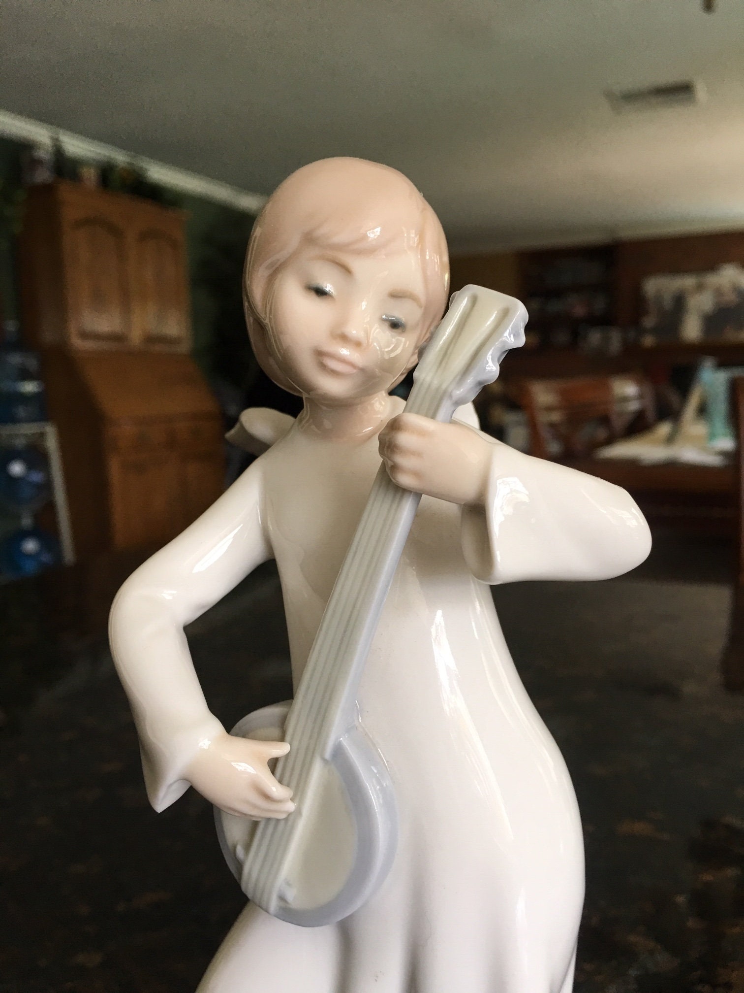 Vintage NAO by Lladro 8" ANGEL Playing MANDOLIN Fine Porcelain Figurine ...