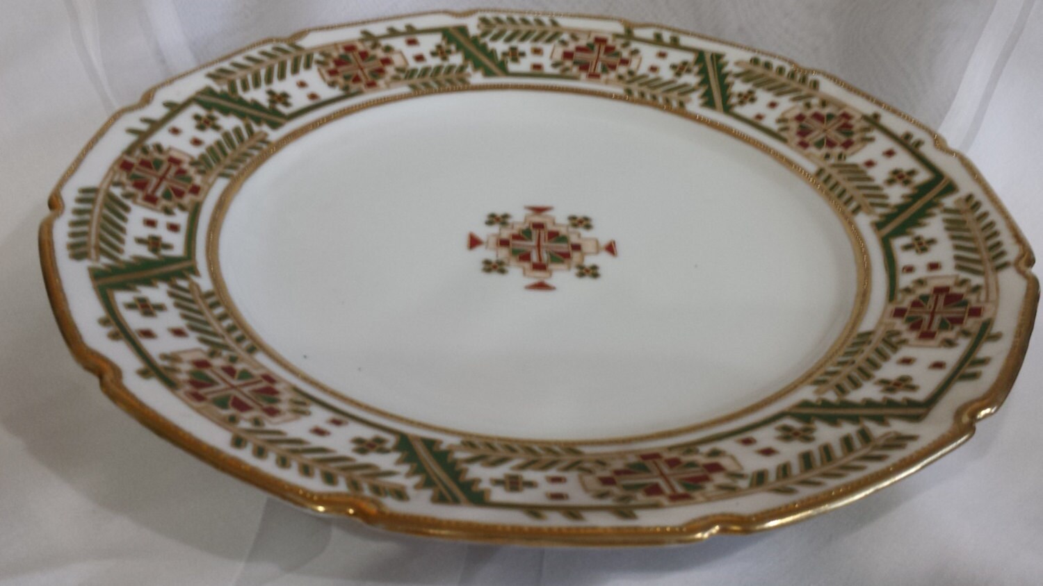 Antique Nippon Hand Painted Gold Beaded Plate Rust Green - Etsy