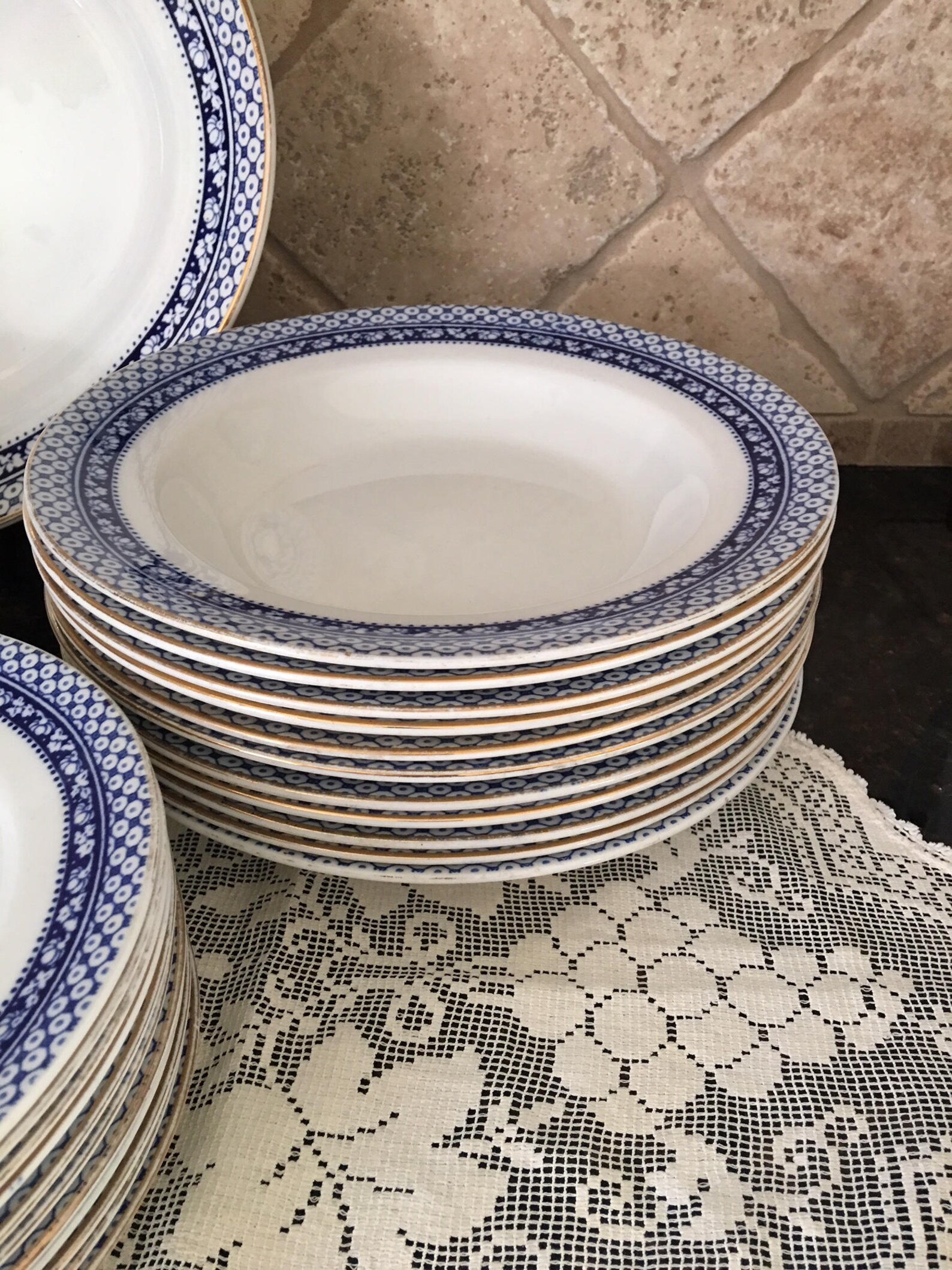 Keeling Losol Ware Neville Pattern Art Deco Set of 47 Dinner Plates and ...