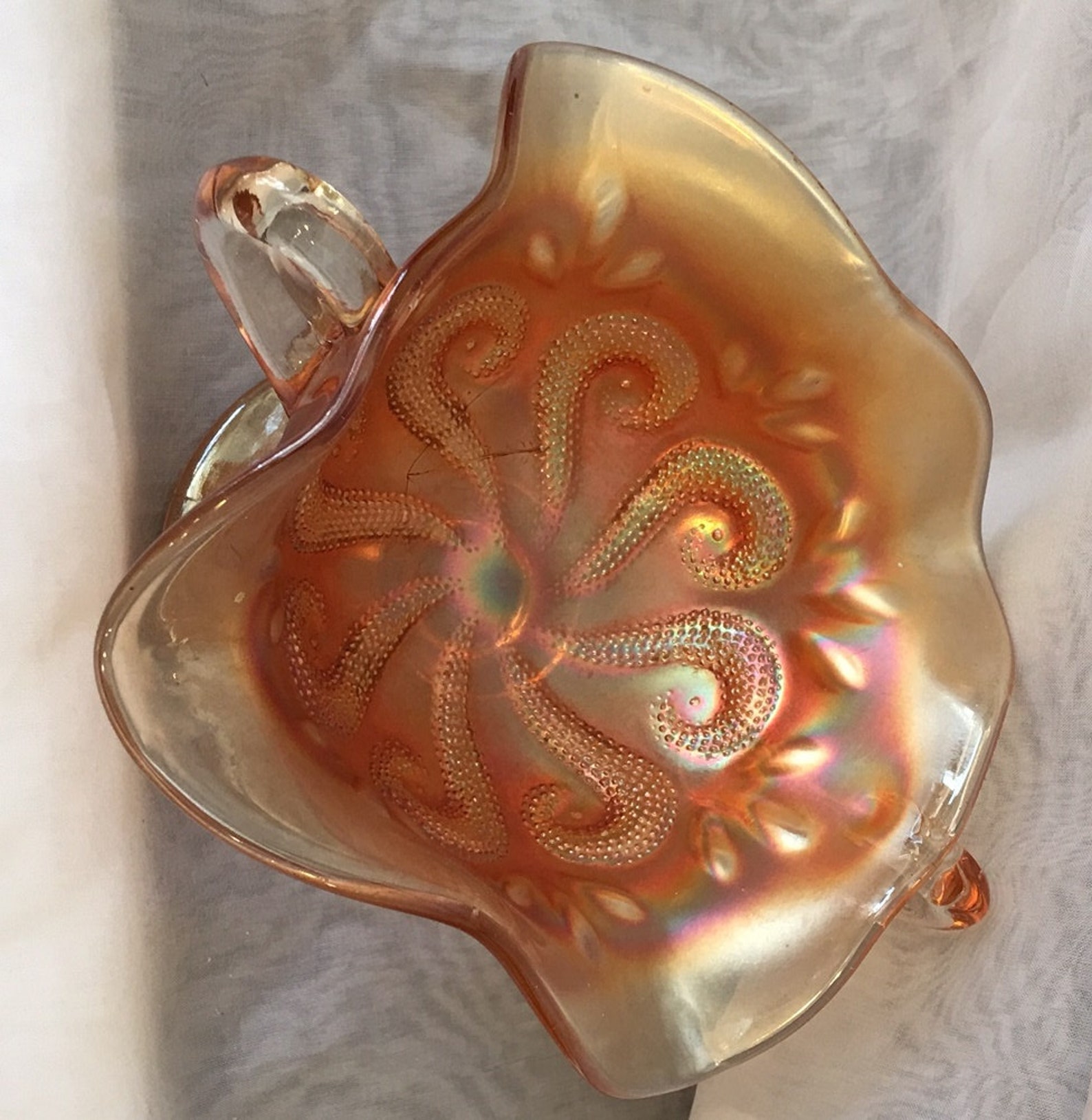 Carnival Glass Question Mark Bonbon Dish/bowl Made by Dugan Glass Co ...