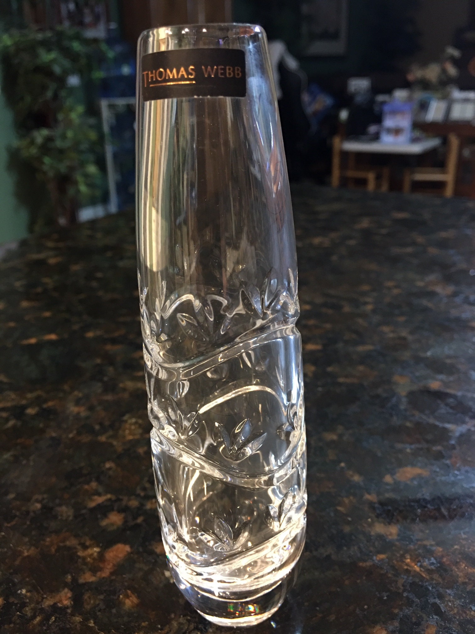 Thomas WEBB Crystal Glass Bud Vase 6 Inches Cut With Swirls and Fleur ...