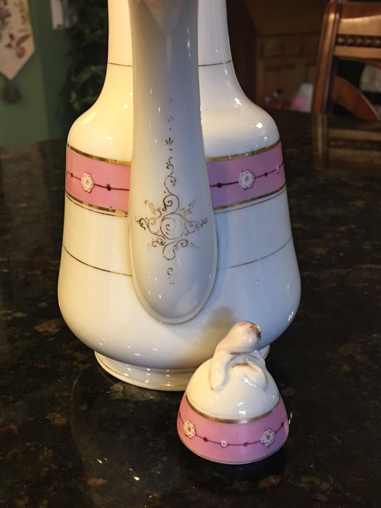 Vintage Coffee Server White Porcelain With Pink and Gold Decor - Etsy