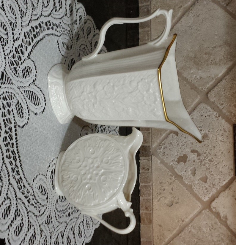 TWO Lenox Narrow Water Pitchers or Vases, One From Carolina Collection ...