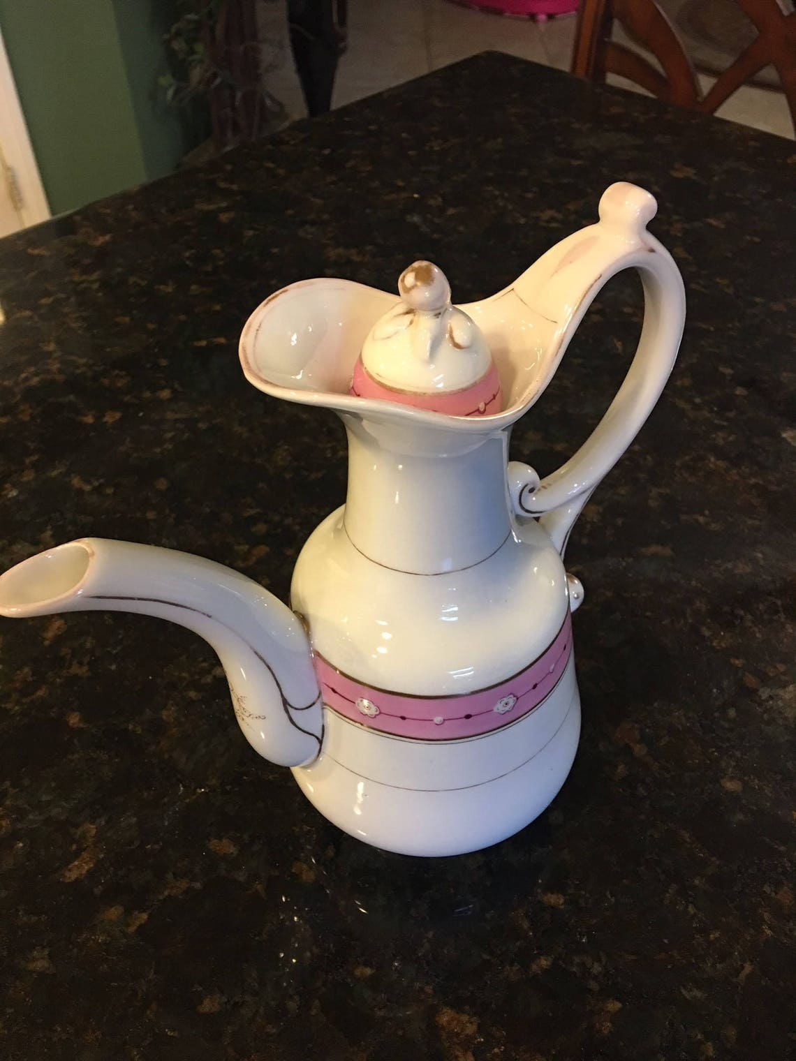 Vintage Coffee Server White Porcelain With Pink and Gold Decor - Etsy