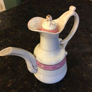 Vintage Coffee Server White Porcelain With Pink and Gold Decor - Etsy