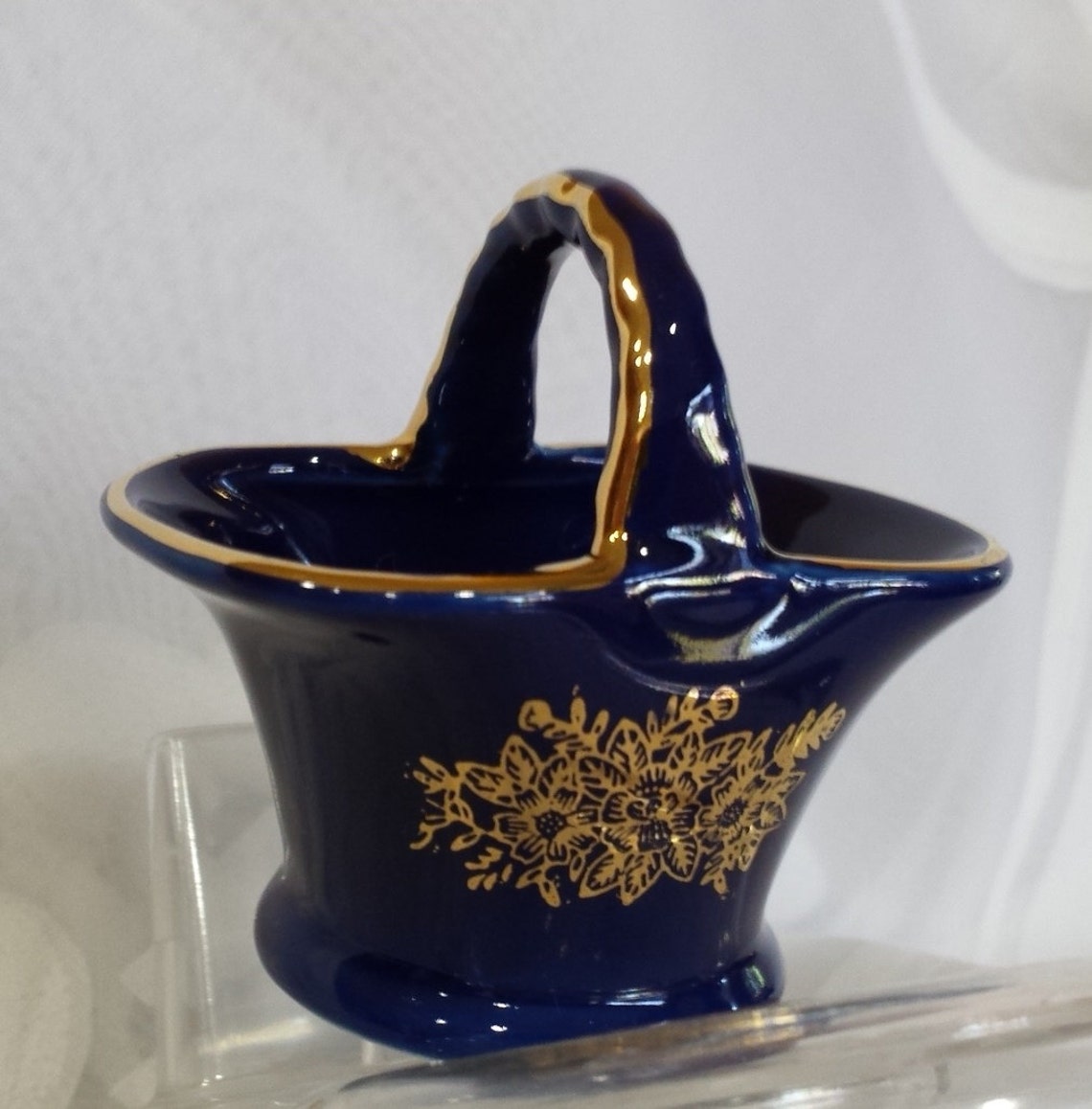 Vintage 50s Salt OR Pepper Cellar Cobalt Blue Cellars Gold - Etsy
