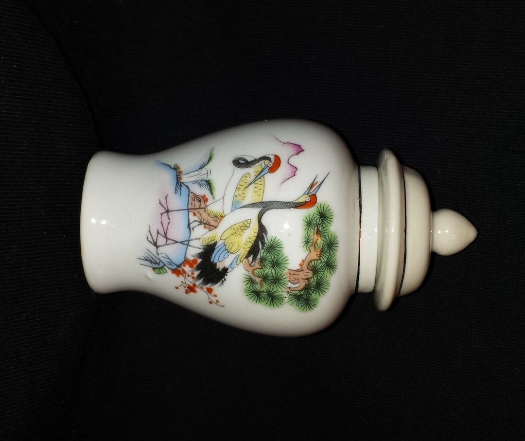 Cloisonne Miniature Ginger Jar Crane Design - Etsy