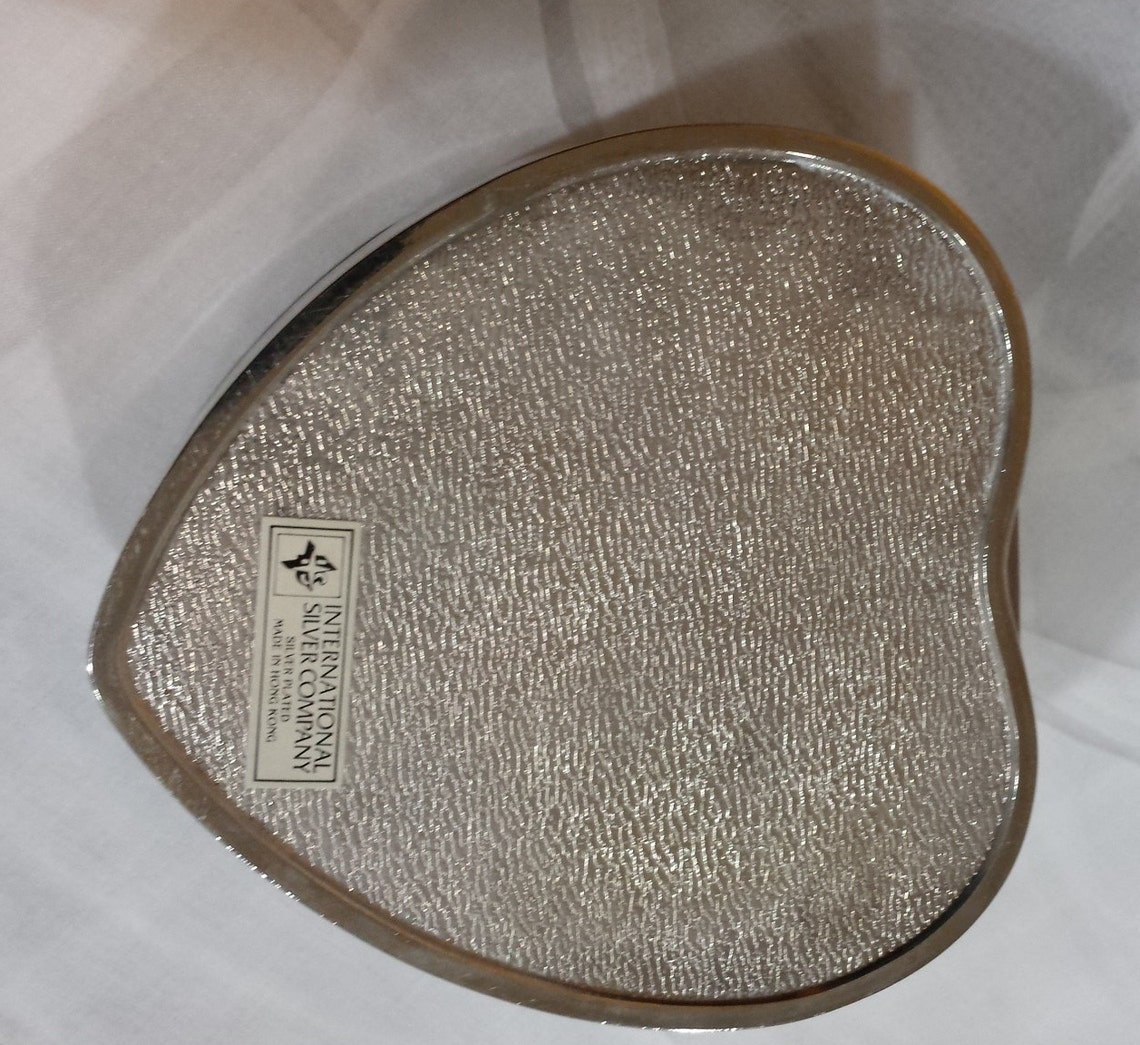 Silver Plated Hinged Heart Shaped Trinket Box With Ribbon Bow - Etsy