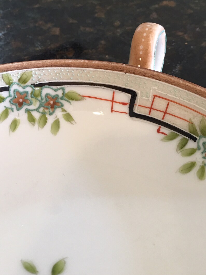 NIPPON Handled Nappy Lemon Moriage Dish Floral Orange Green | Etsy