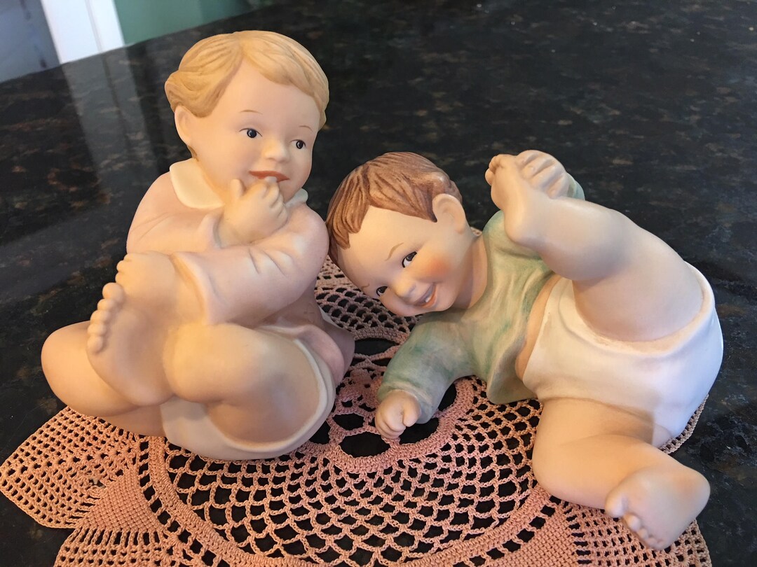 TWO Goebel EVA J Piano Babies ~ Baby Boy and Baby Girl Playing With ...