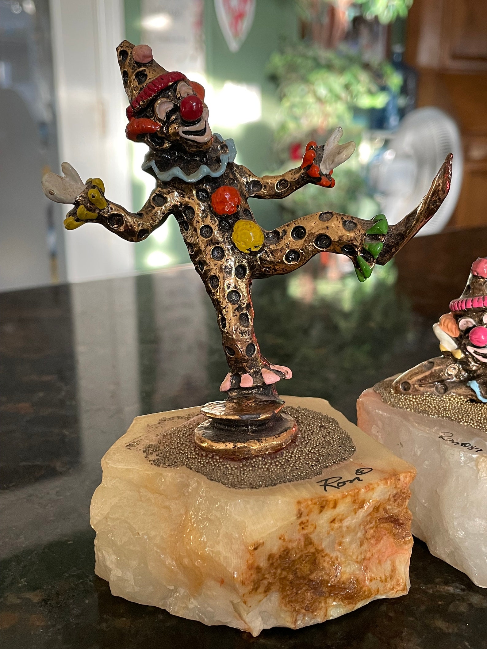 2 Ron Lee 24K Gold Plated Clowns, Onyx Base, Pinky the Clown Lying Down ...