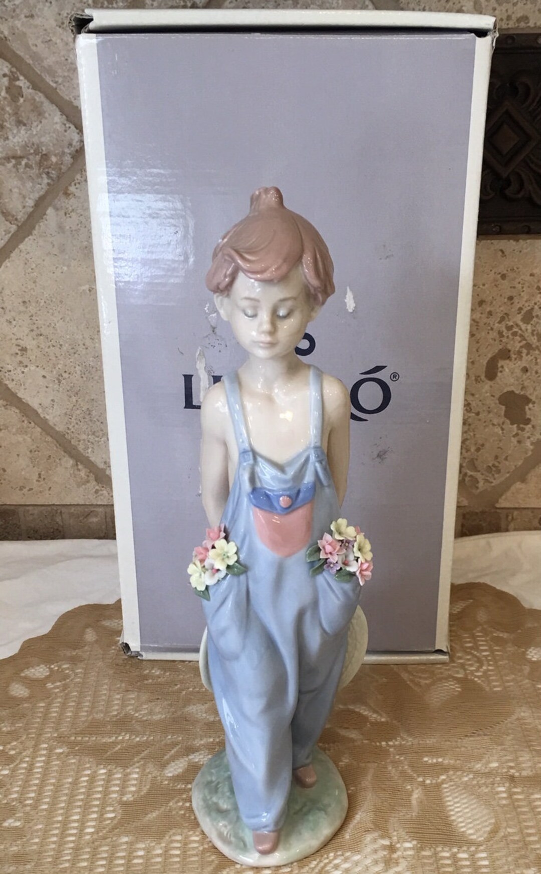 Lladro Pocket Full of Wishes ~ Mint! Girl With Flowers in Pocket - Etsy