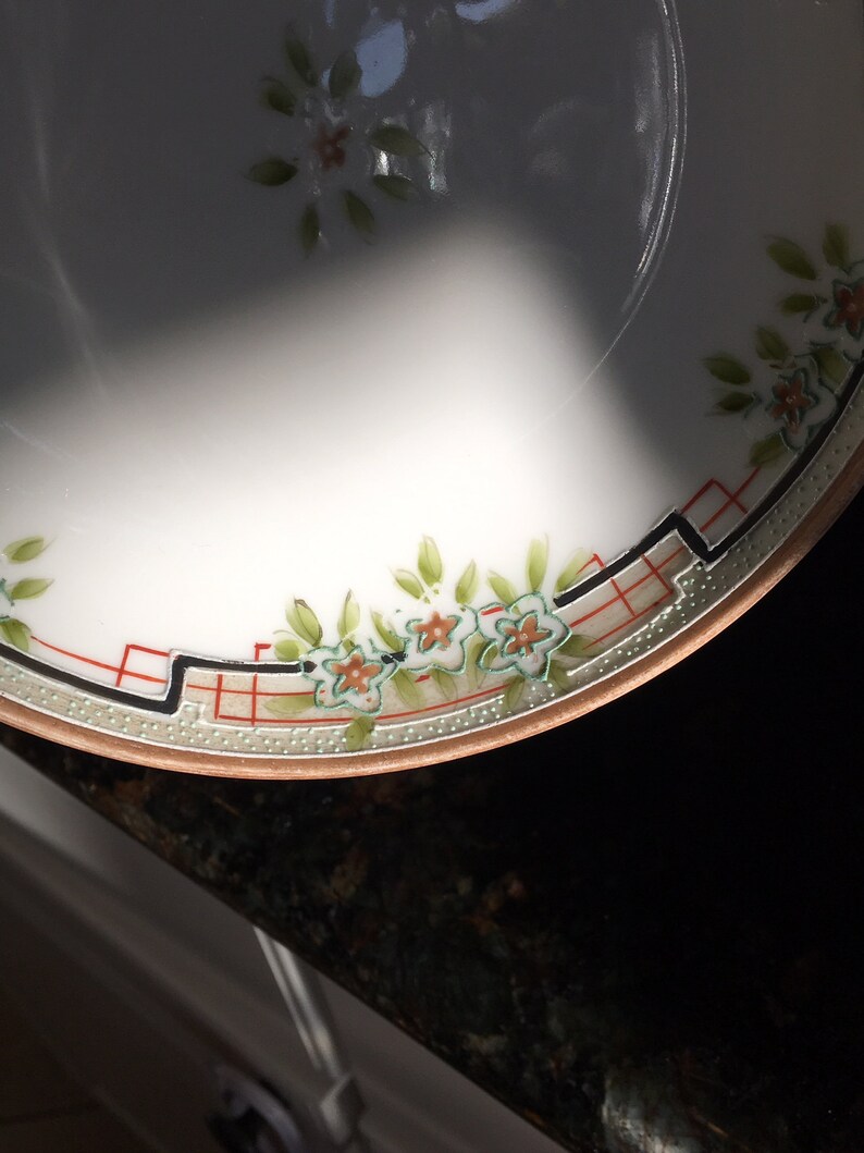 NIPPON Handled Nappy Lemon Moriage Dish - Floral Orange Green With ...