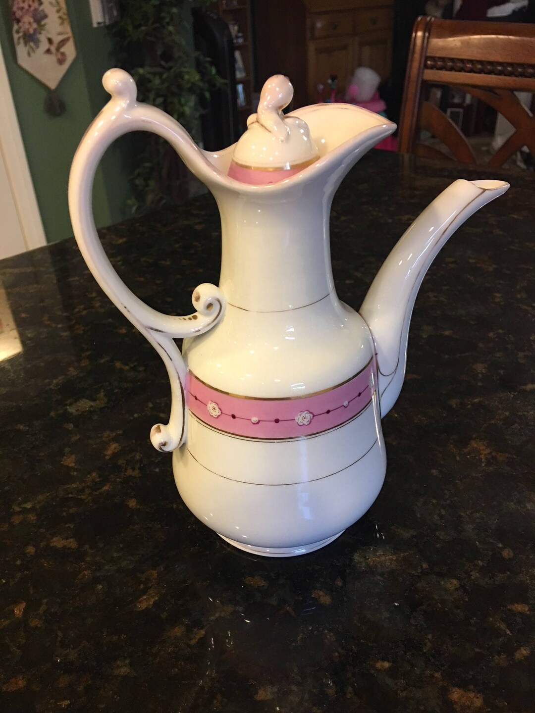 Vintage Coffee Server White Porcelain With Pink and Gold Decor - Etsy