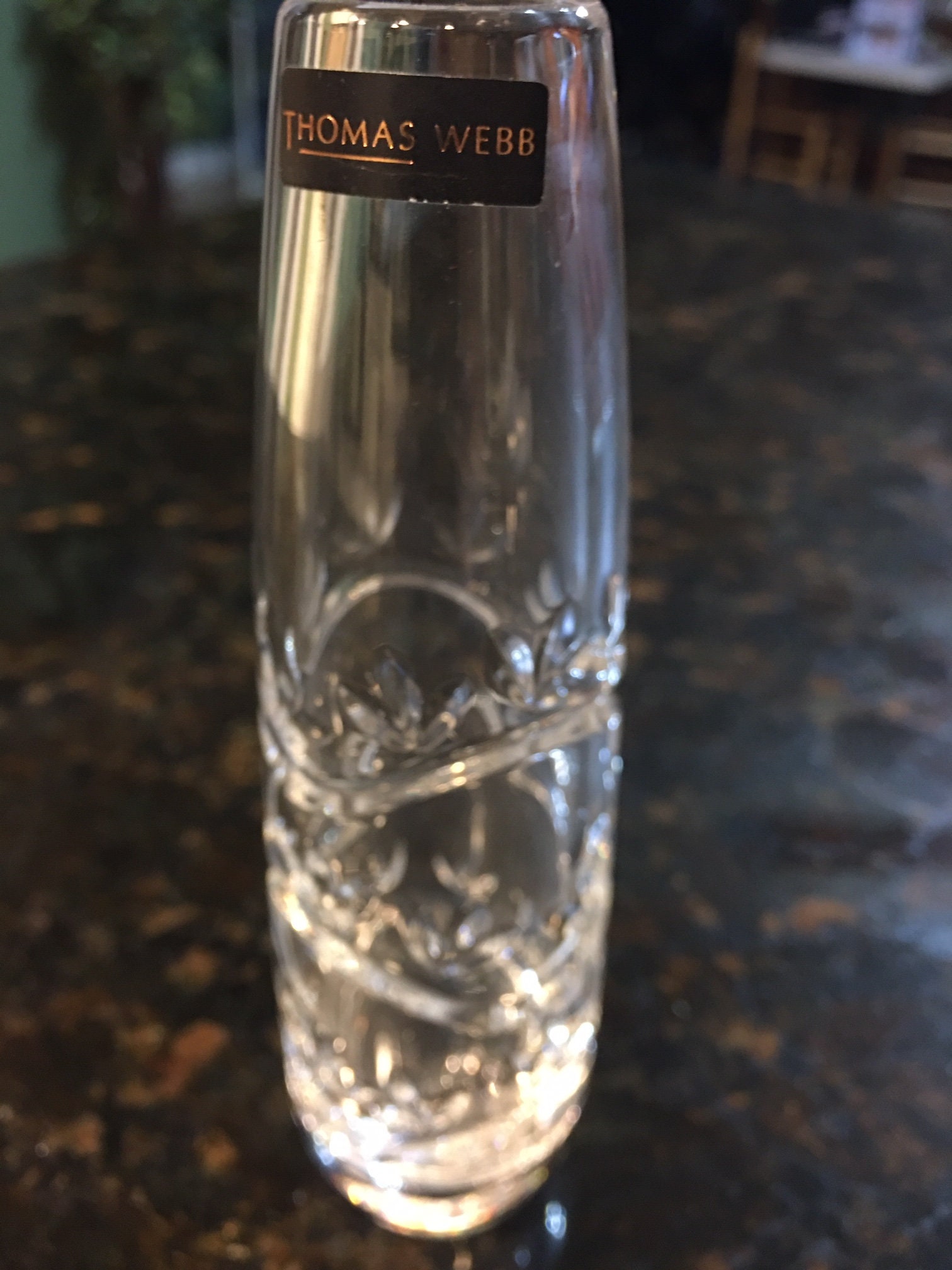 Thomas WEBB Crystal Glass Bud Vase 6 Inches Cut With Swirls and Fleur ...