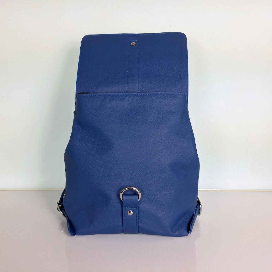 Handcrafted Small Royal Blue Leather Backpack Personalized Mini ...