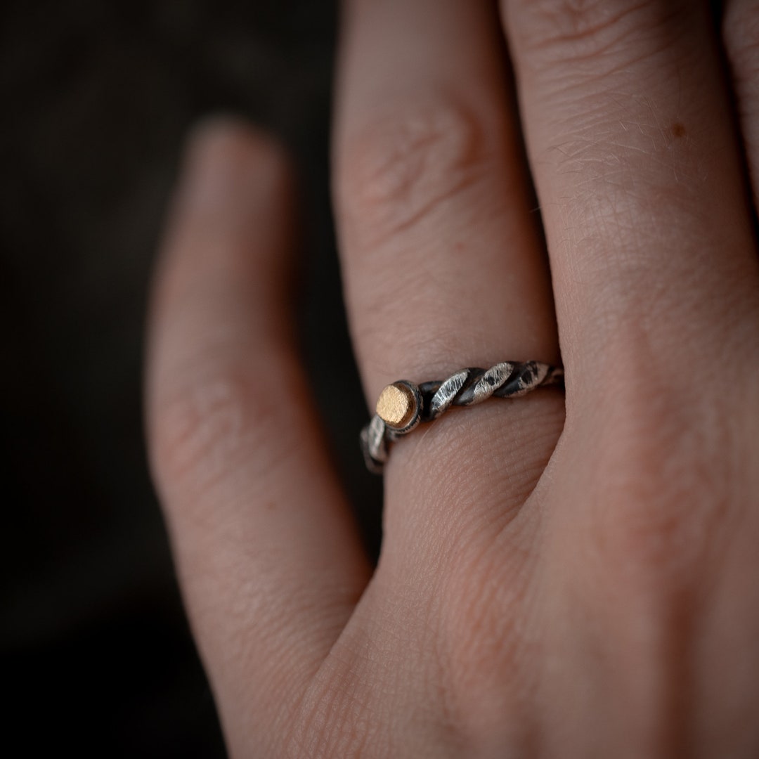 Braided Silver Ring · Braided Oxidised Silver Ring · Silver and Gold Ring · Stackable Silver ...
