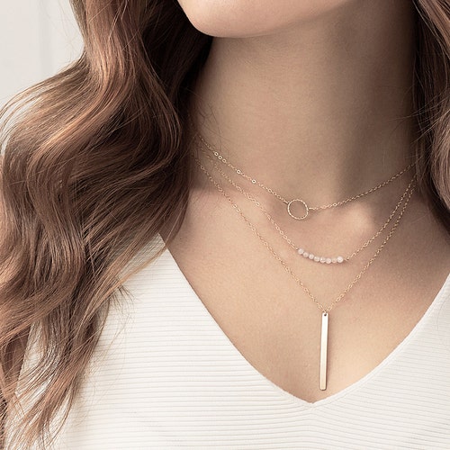 Delicate Gold Layering Necklaces Long Layered Necklaces Set - Etsy