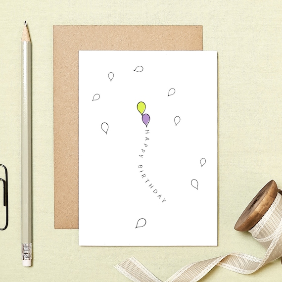Happy Birthday Minimal Greetings Card Birthday Card for Him - Etsy