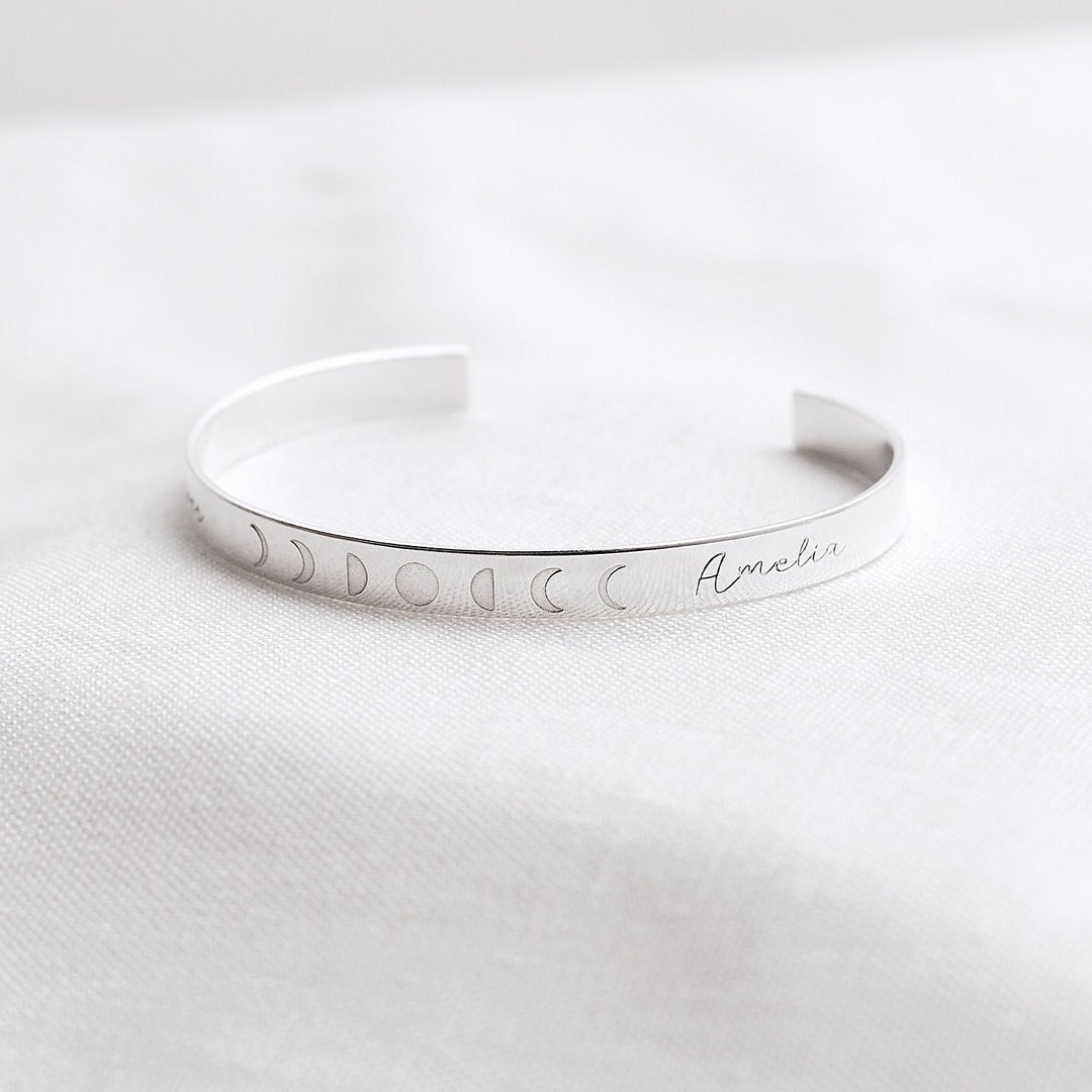 Personalised Moon Phase Cuff Bracelet - Etsy