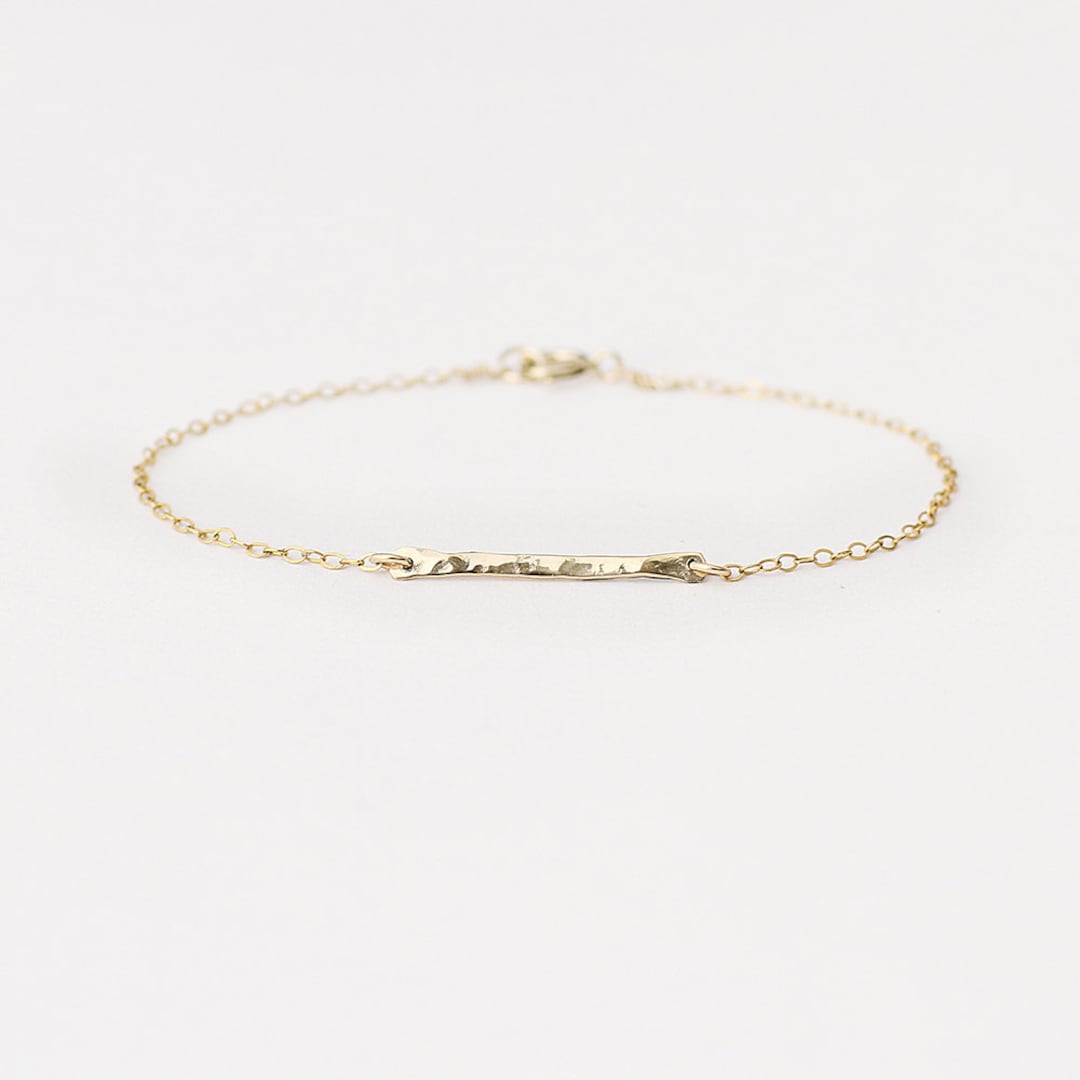 Lux - 14k Gold Bar Bracelet - Horizontal Gold Bar Bracelet - Delicate ...