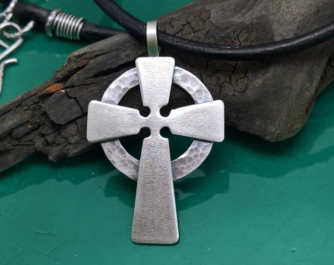 Mens Hammered Celtic Cross Mens Sterling Silver Celtic Cross - Etsy