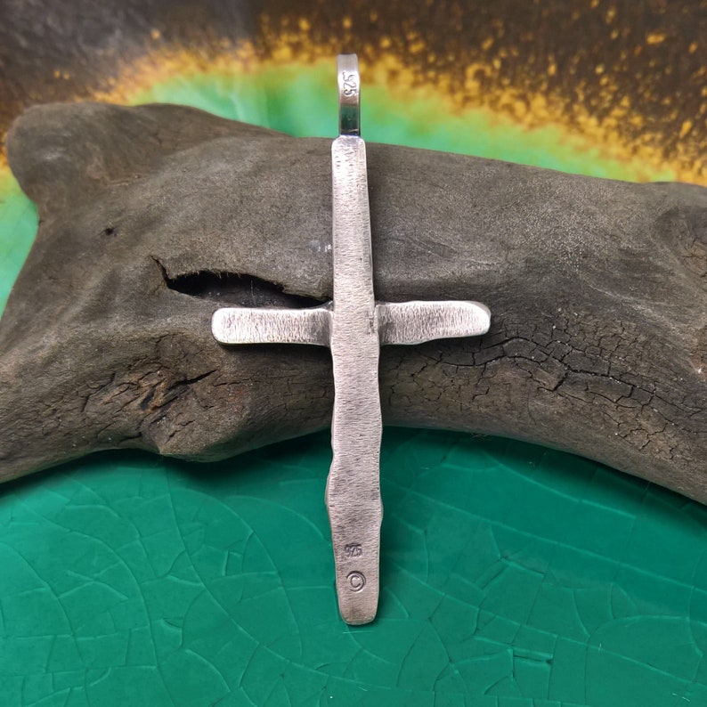 Sterling Silver Tree Branch Cross Mens Cross Necklace Rugged | Etsy