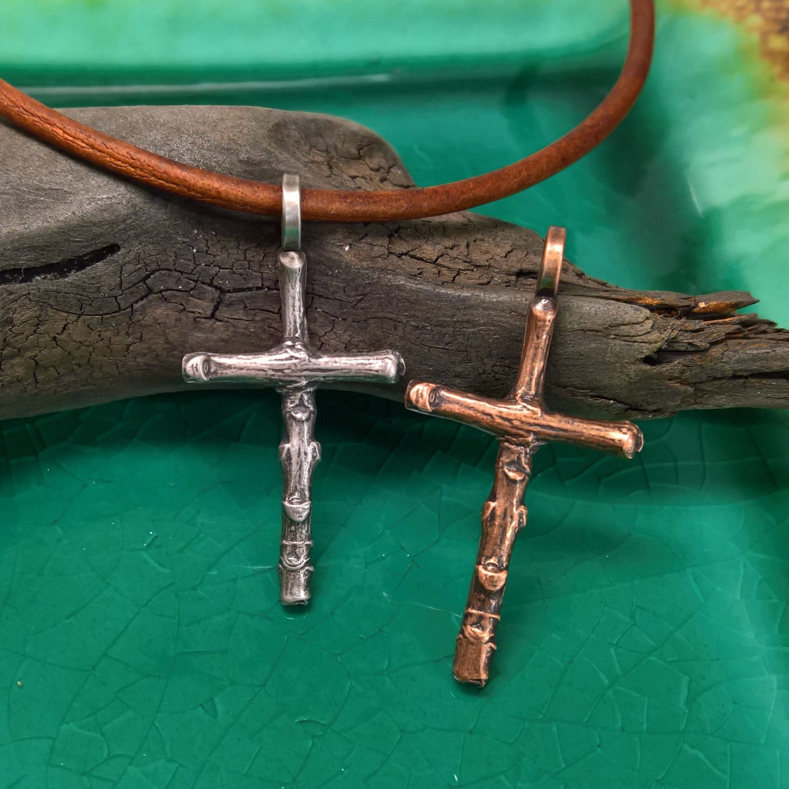 Rustic Twig Cross on Leather Cord Rugged Cross Woodland - Etsy