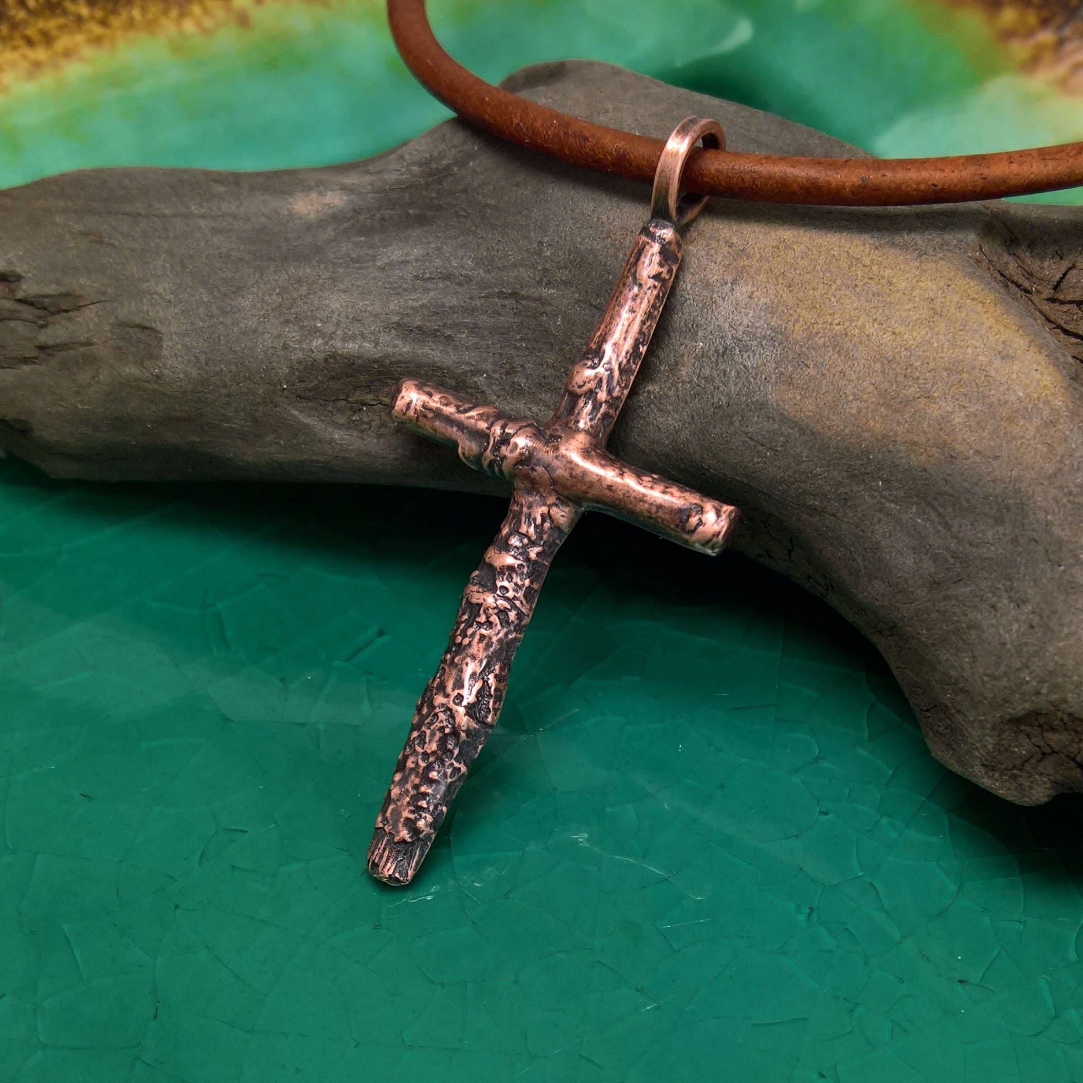 Tree Branch Cross Mens Copper Cross Mens Cross Necklace | Etsy