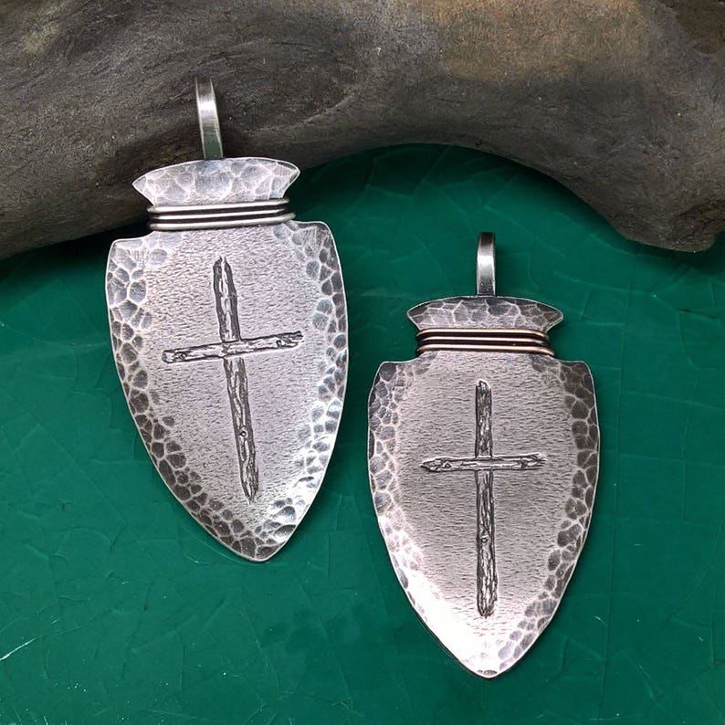 Mens Sterling Silver Arrowhead Pendant Hammered Arrowhead - Etsy