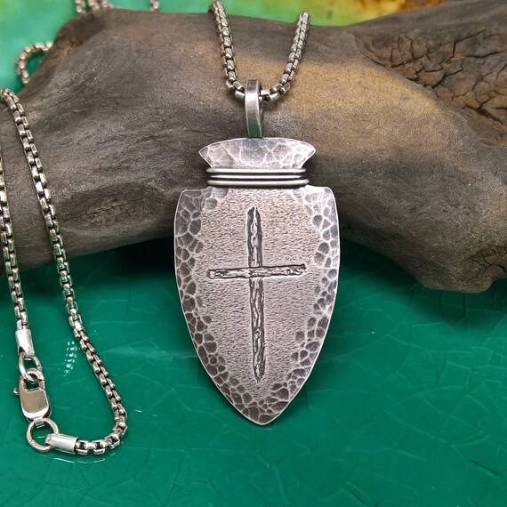 Mens Sterling Silver Arrowhead Pendant Hammered Arrowhead | Etsy