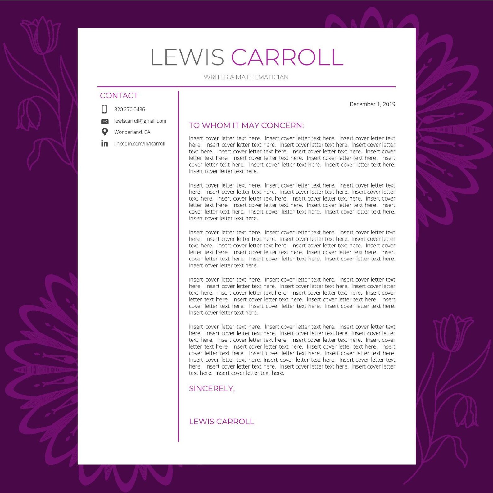 Modern Resume & Cover Letter Template for Google Docs - Instant ...