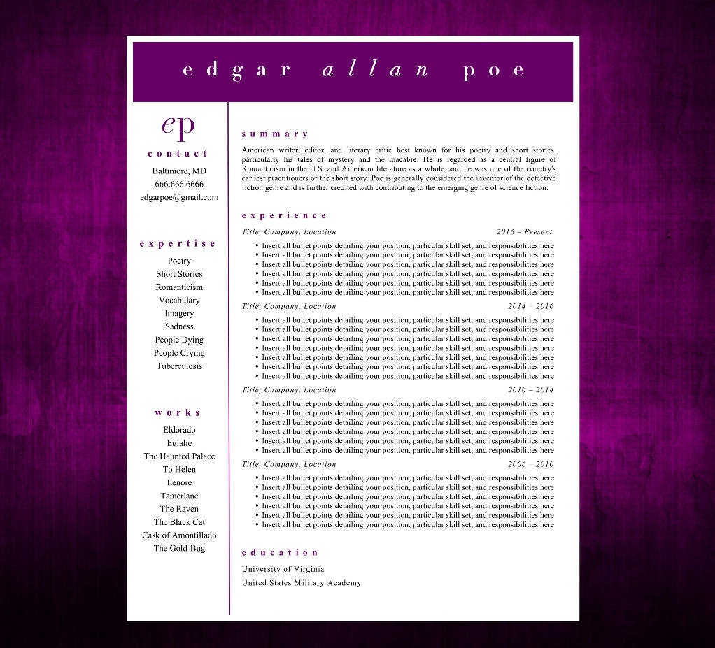 Eye-catching Resume Design - Instant Download for Customizing in ...