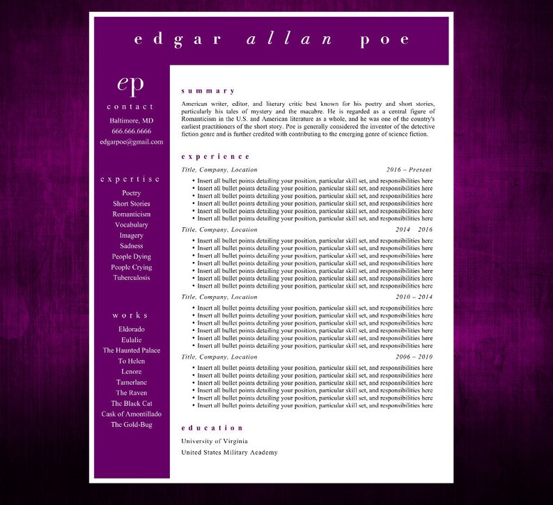 Eye-catching Resume Design - Instant Download for Customizing in ...