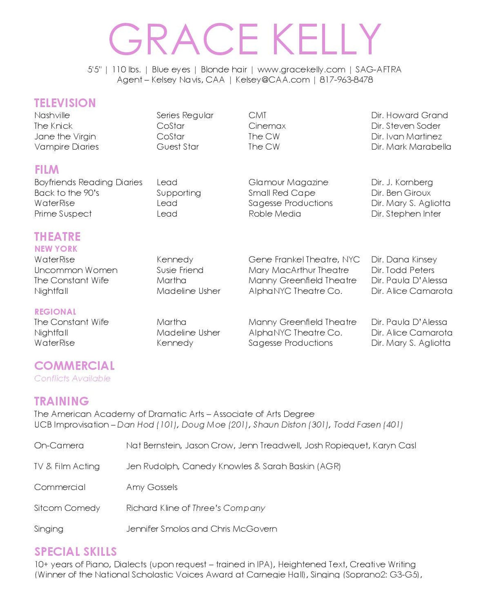 Professional Acting Resume Instant Download Customizable Design ...