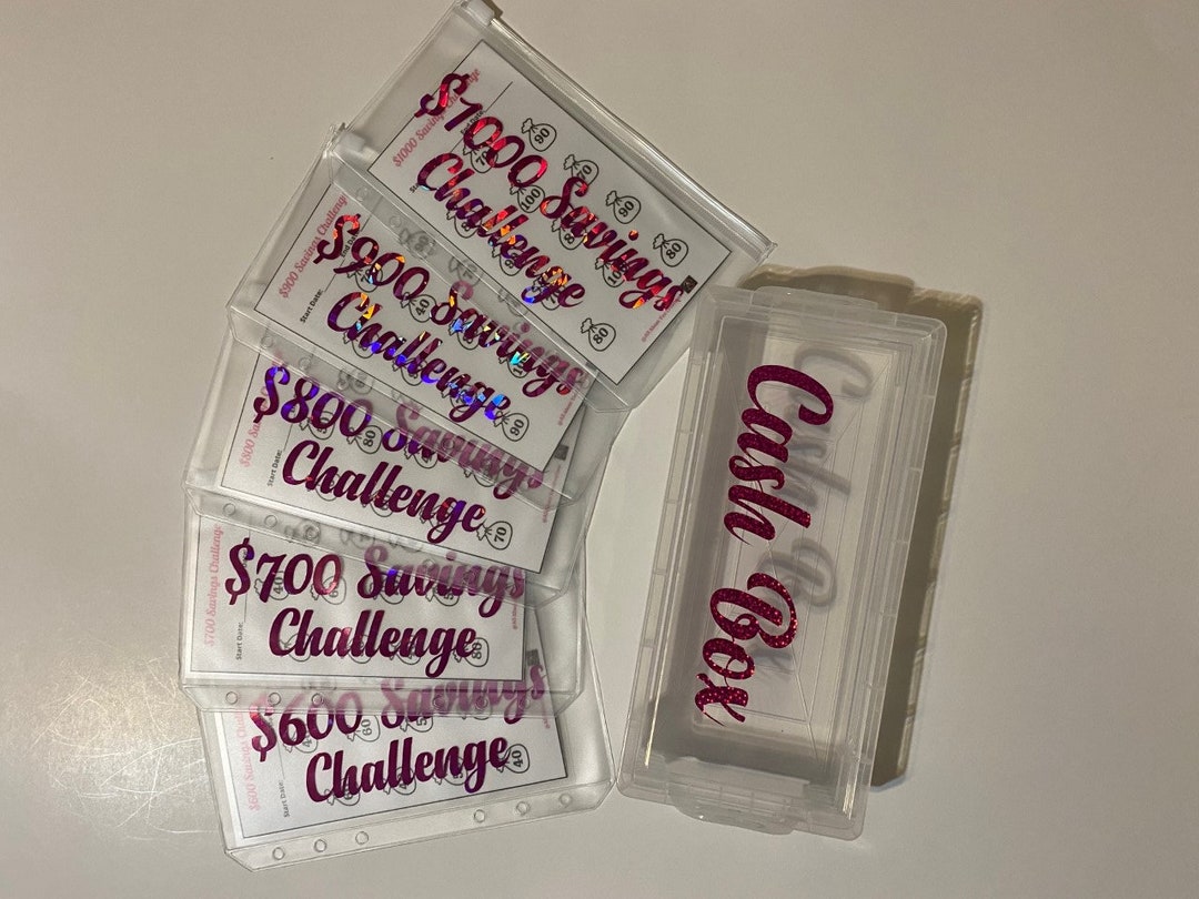 Cash Box Set With 5 Savings Trackers 600, 700, 800, 900, 1000, Money ...