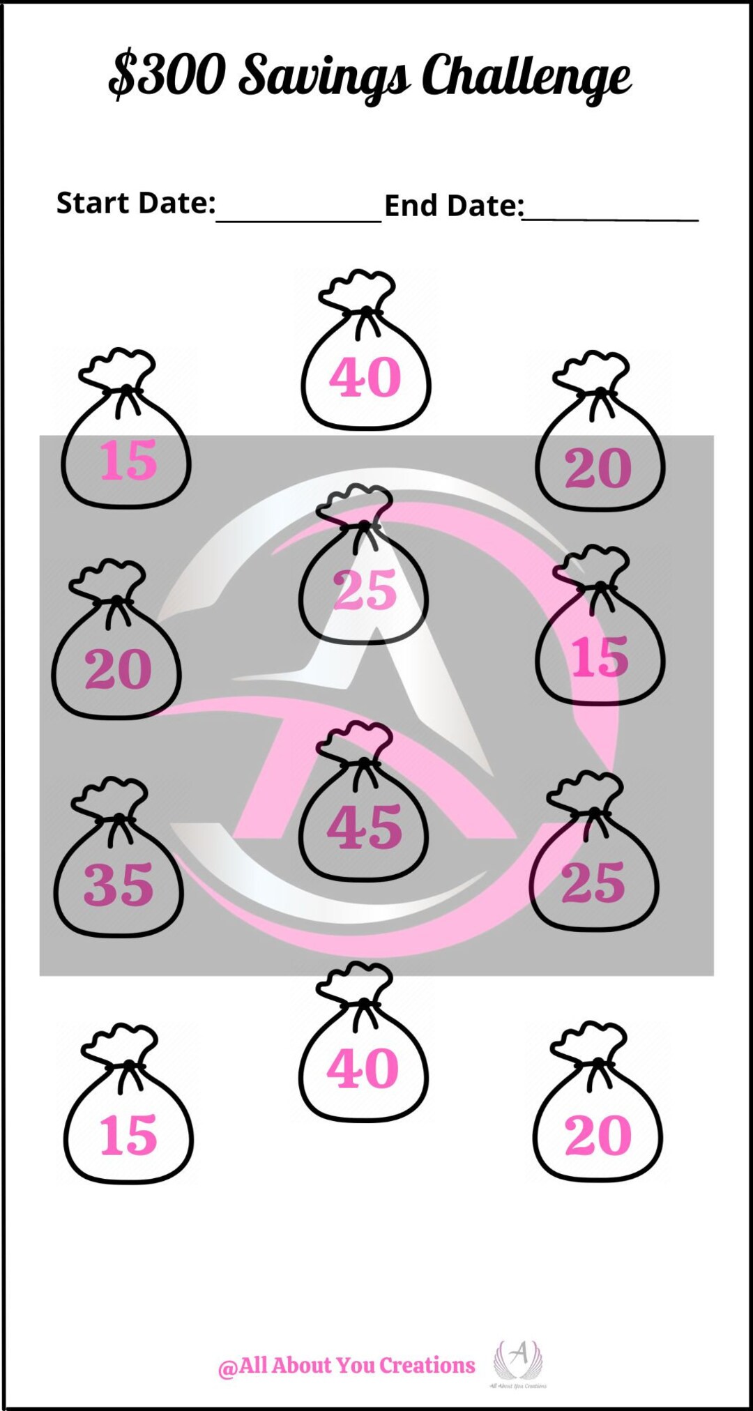 300 Savings Challenge, Savings Goal, Money Challenge, A6 Savings ...