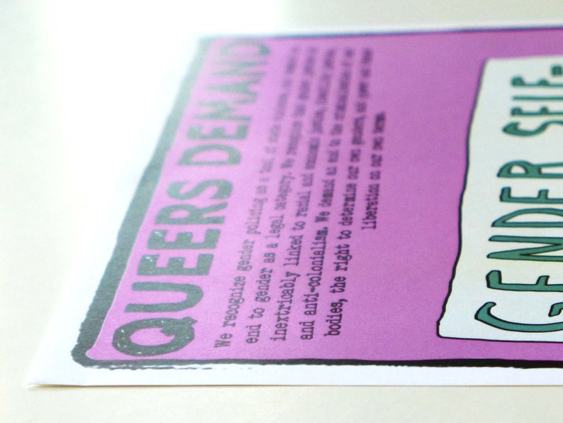 Poster: Queers Demand Gender Self-determination - Etsy