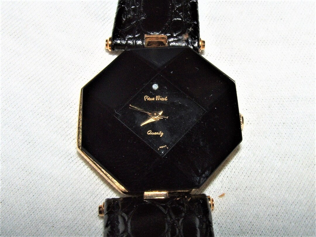 Vintage Ladies 1980's Pierre Nicol Quartz Watch Gold Color With Leather ...