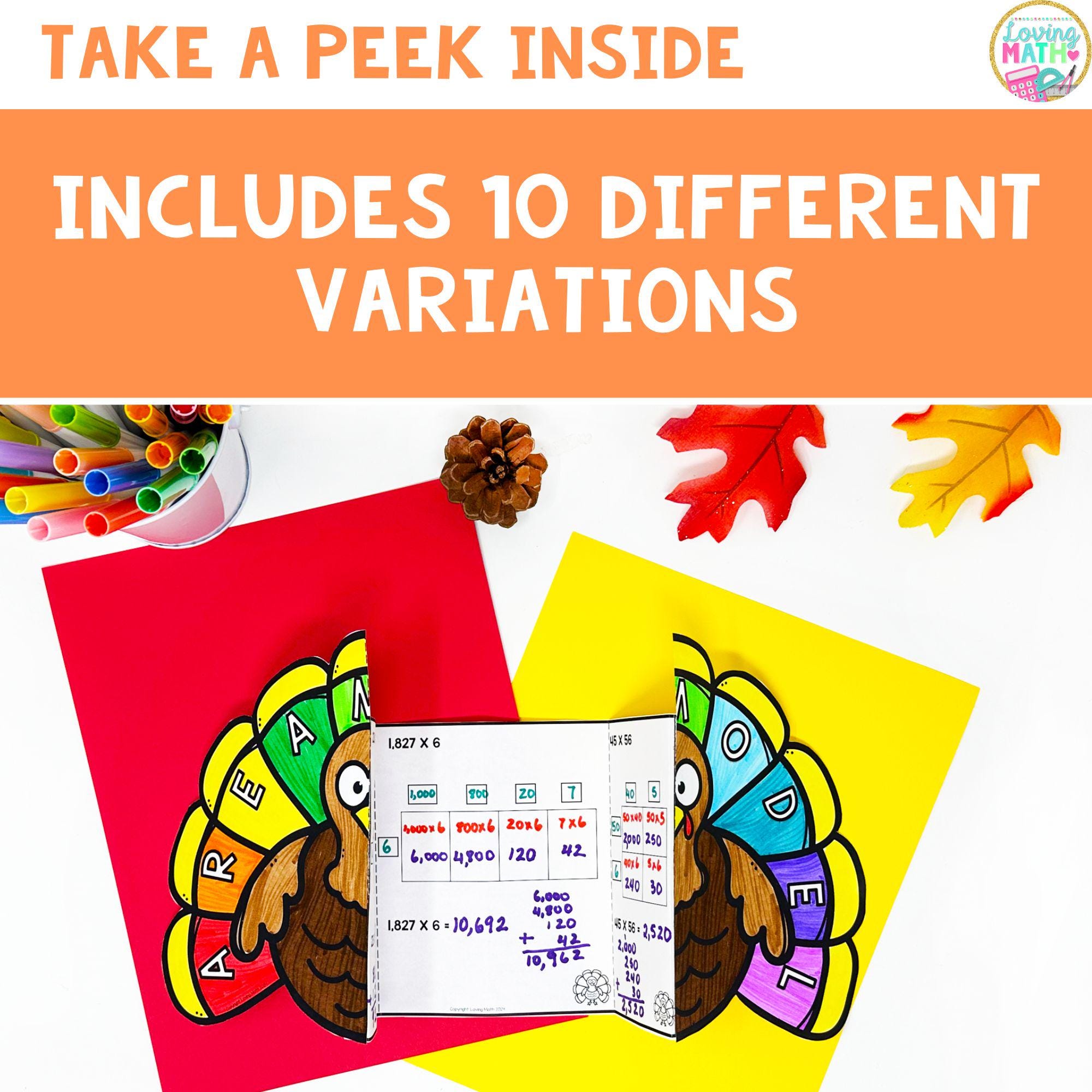 Thanksgiving Area Model Multiplication Math Craft and Bulletin Board ...