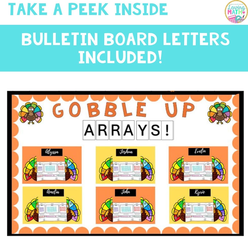 Thanksgiving Multiplication Arrays Math Craft and Bulletin Board ...
