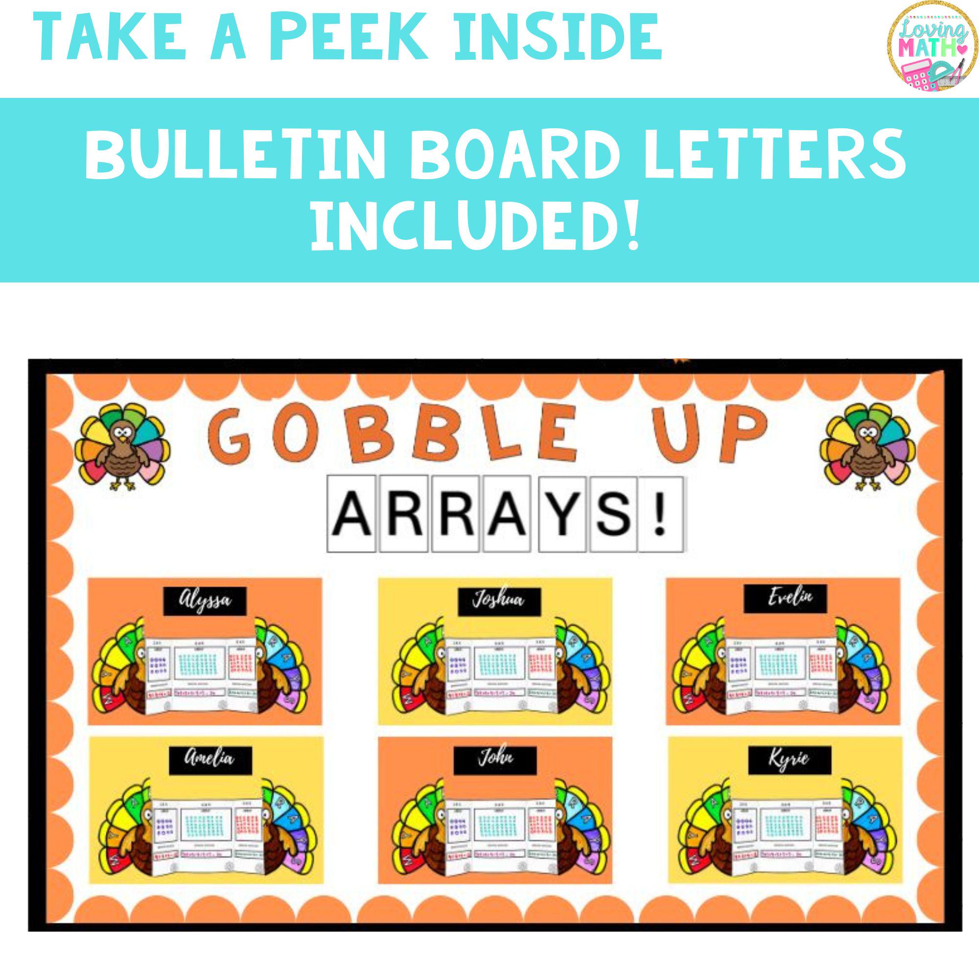 Thanksgiving Multiplication Arrays Math Craft and Bulletin Board ...