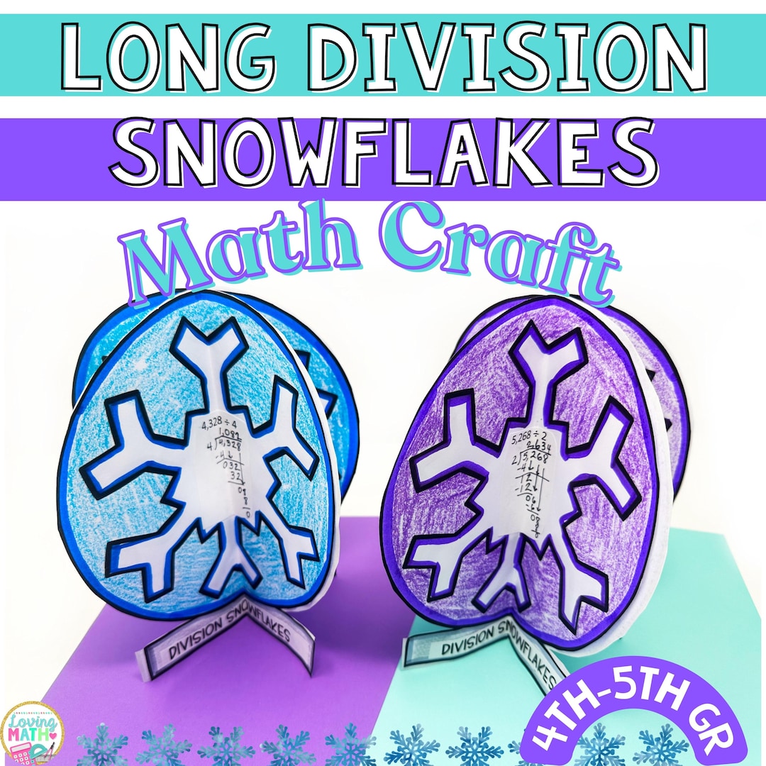 Long Division Math Craft | 3D Snowflake Winter Math - Etsy