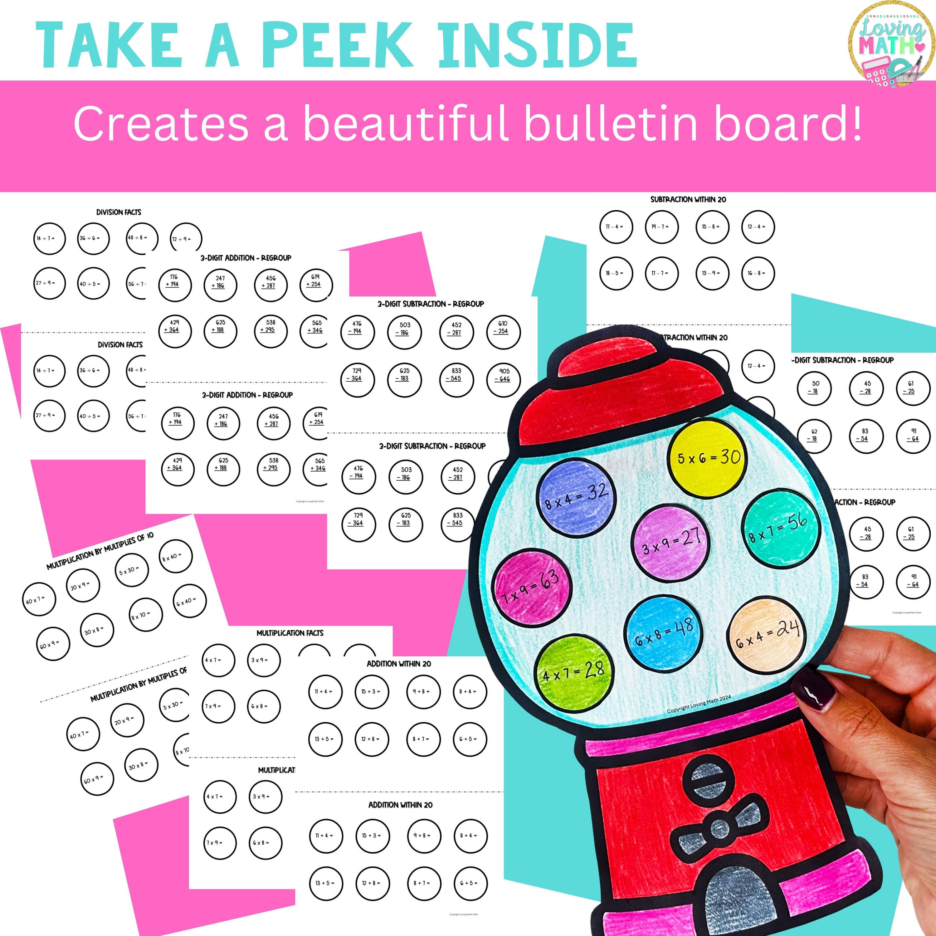 Math Craft for Addition, Subtraction, Multiplication, and Division - Etsy