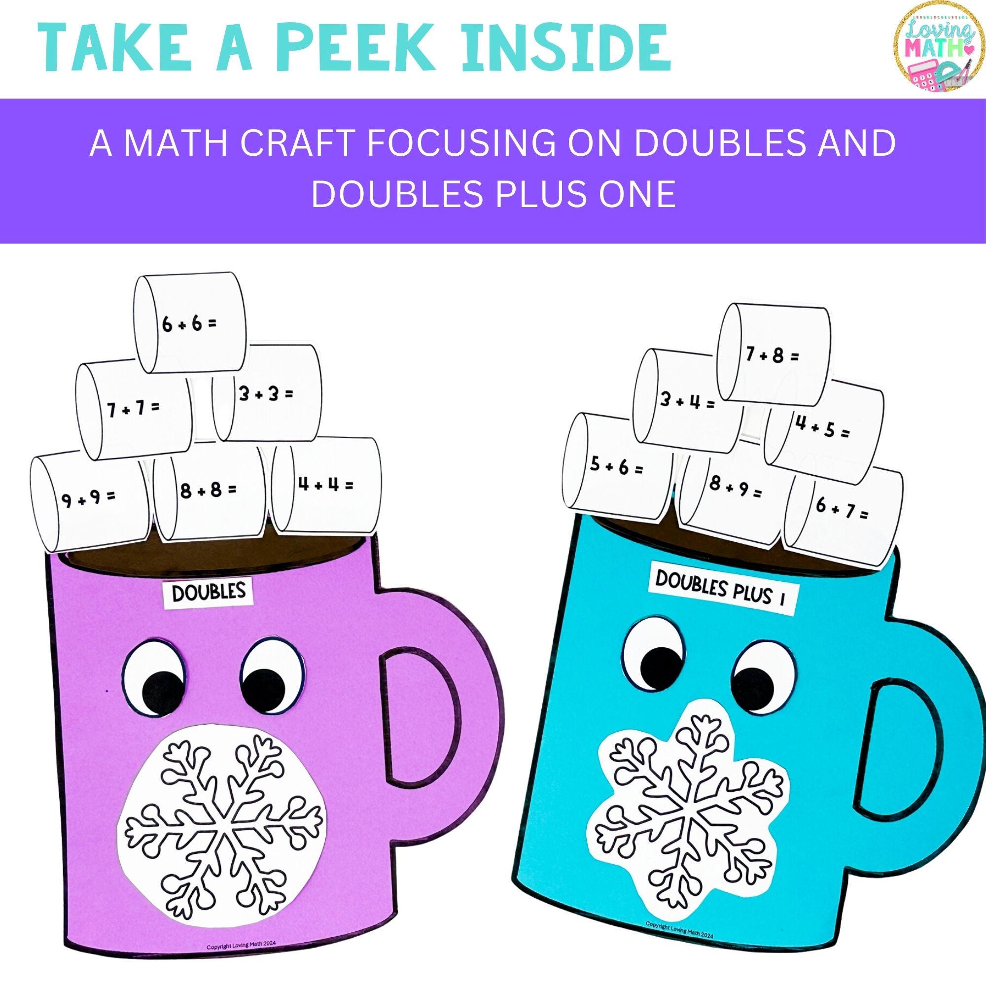 Doubles and Doubles Plus 1 Math Craft | Hot Cocoa Math Craft - Etsy