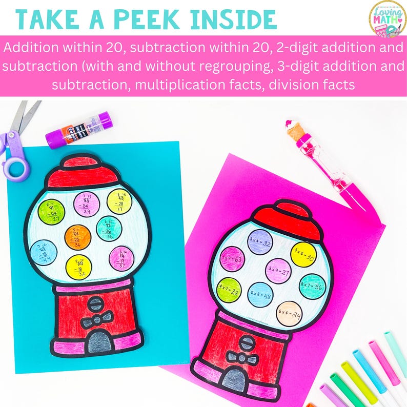 Math Craft for Addition, Subtraction, Multiplication, and Division - Etsy