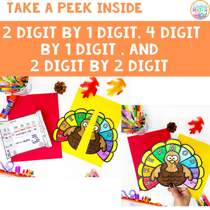 Thanksgiving Area Model Multiplication Math Craft and Bulletin Board ...