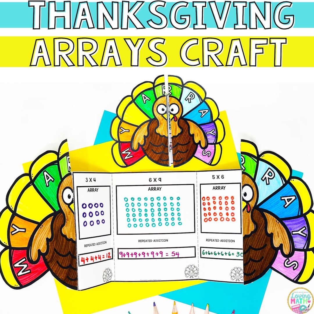 Thanksgiving Multiplication Arrays Math Craft and Bulletin Board ...